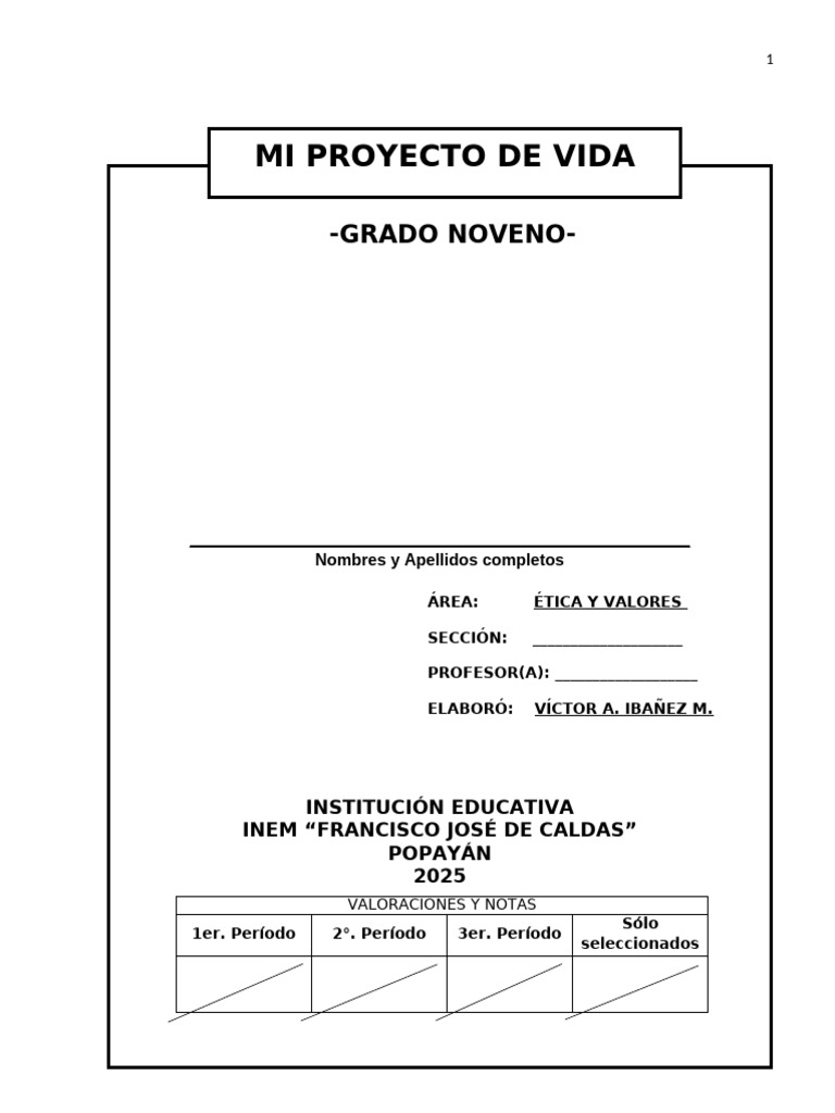 4. PROYECTO DE VIDA - CARTA NOVENO (1) | PDF
