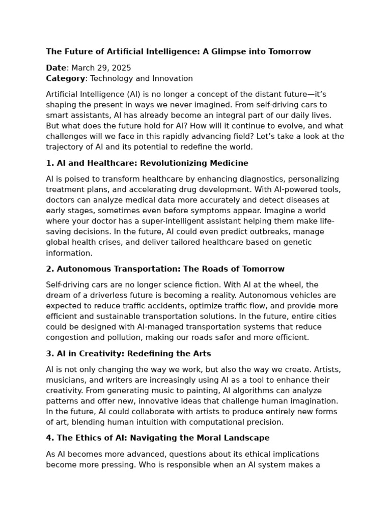 The Future of Artificial Intelligence | PDF | Artificial Intelligence ...
