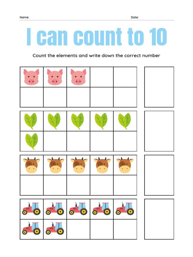 Colorful Fun Count to 10 Worksheet Set | PDF