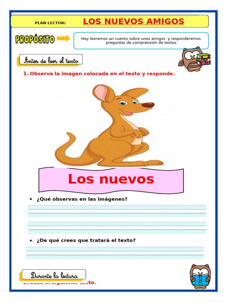Comprensión Lectora: Nuevos Amigos | PDF