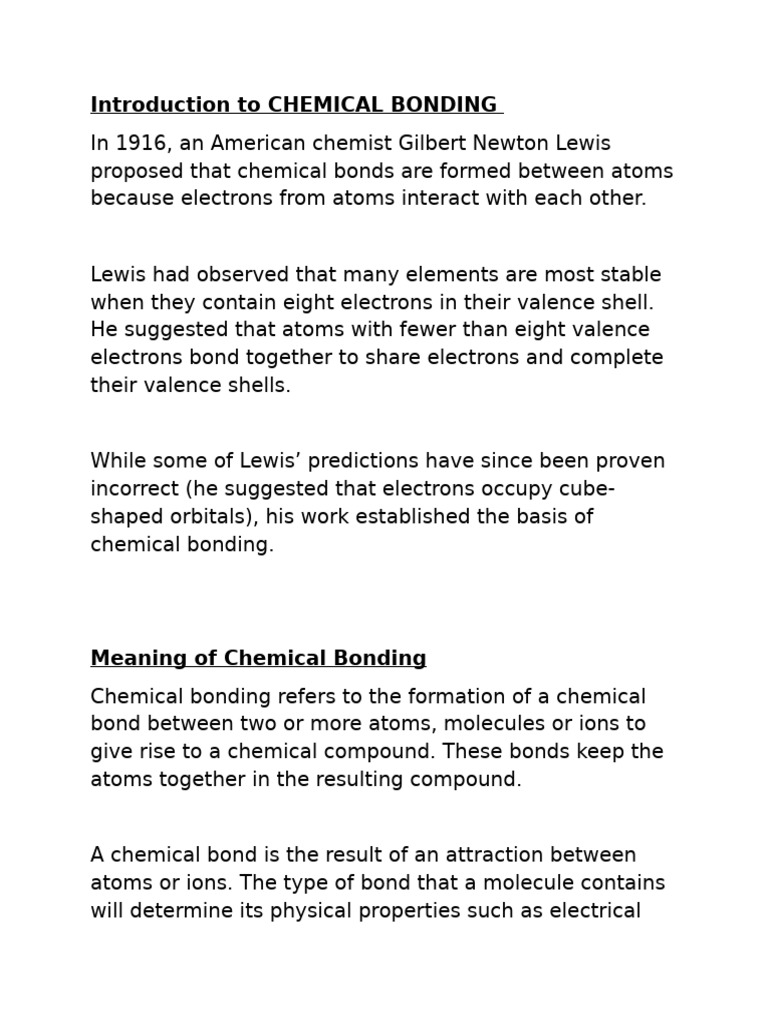 Understanding Chemical Bonding Basics | PDF | Ion | Chemical Bond
