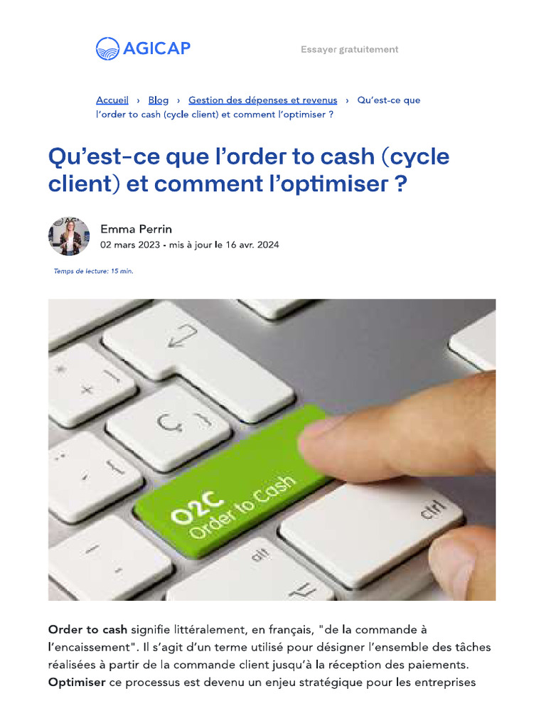 Processus Order To Cash - Bénéfices | PDF
