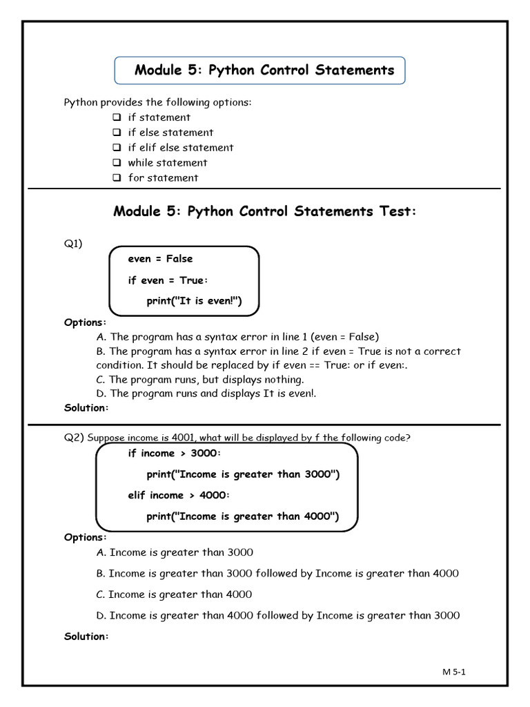 Module 5 Python Control Statements | PDF | Python (Programming Language ...