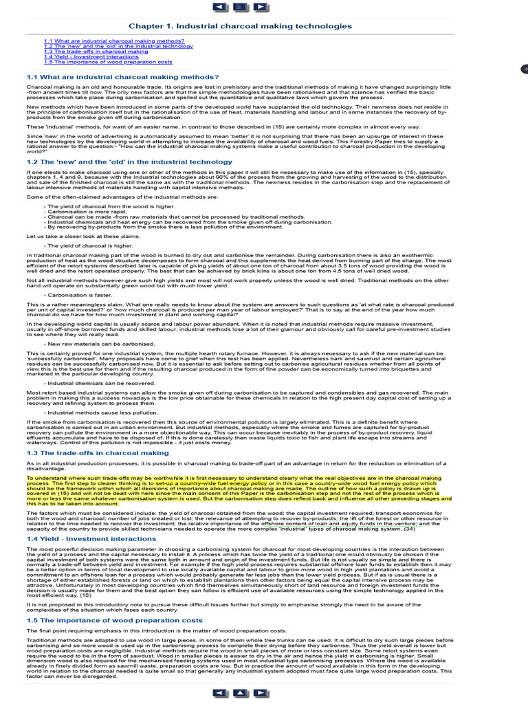 Chapter 1. Industrial Charcoal Making Technologies | PDF | Charcoal | Wood