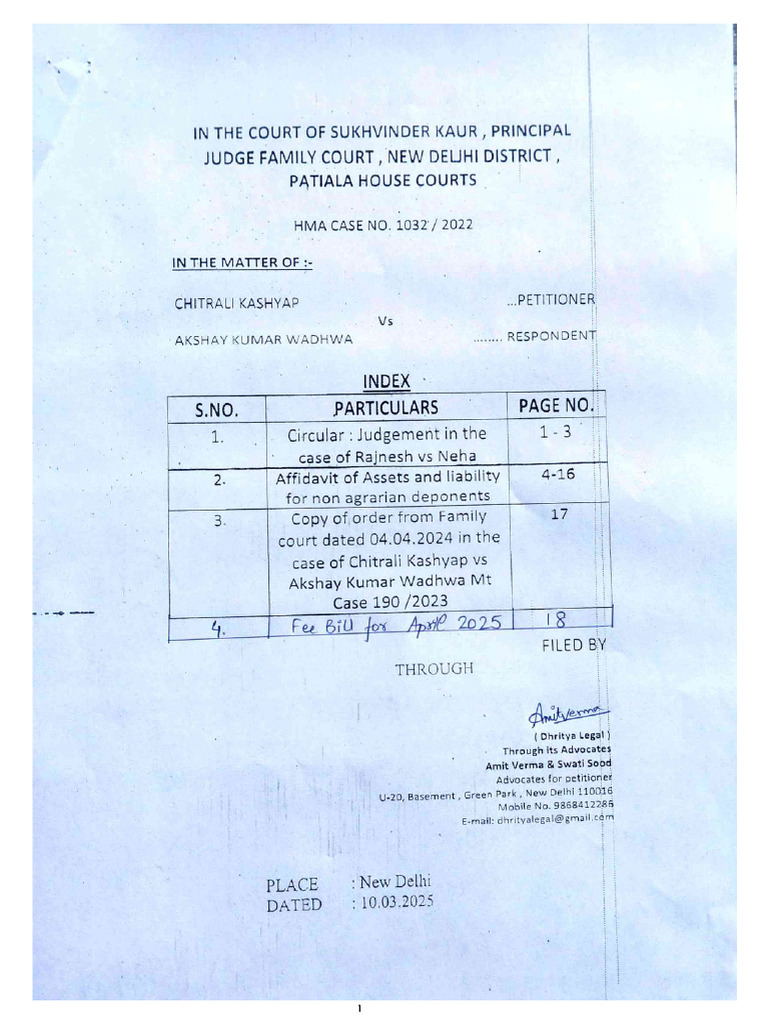 Chitrali Income Affidavit Hma - Final | PDF | Discovery (Law) | Expense