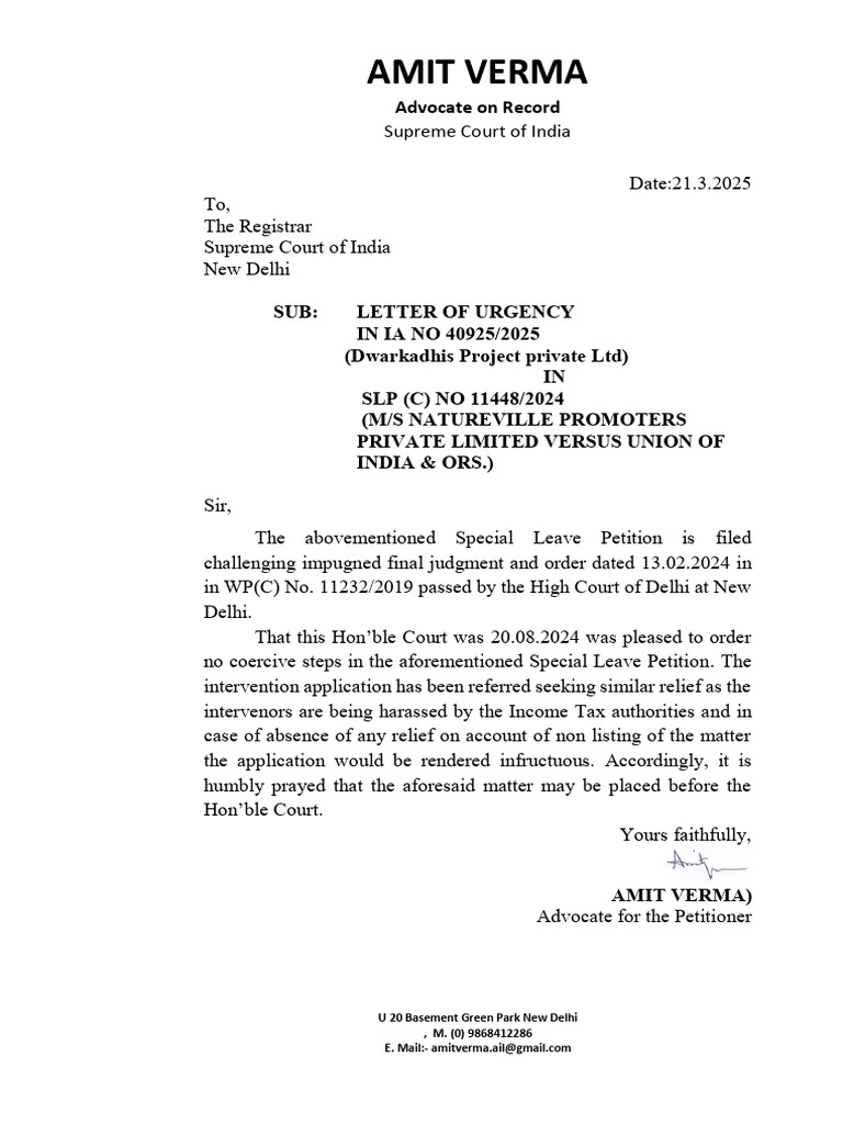 Urgency Letter Ia | PDF