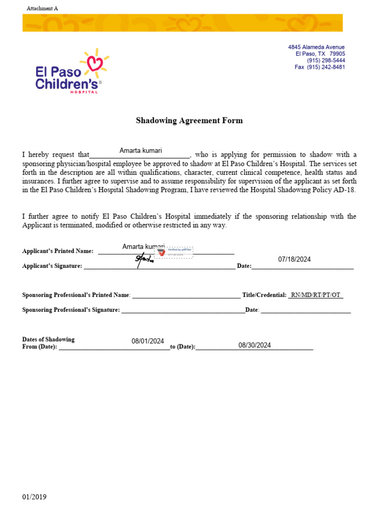 Shadowing Agreement Form 02.2023.doc | PDF