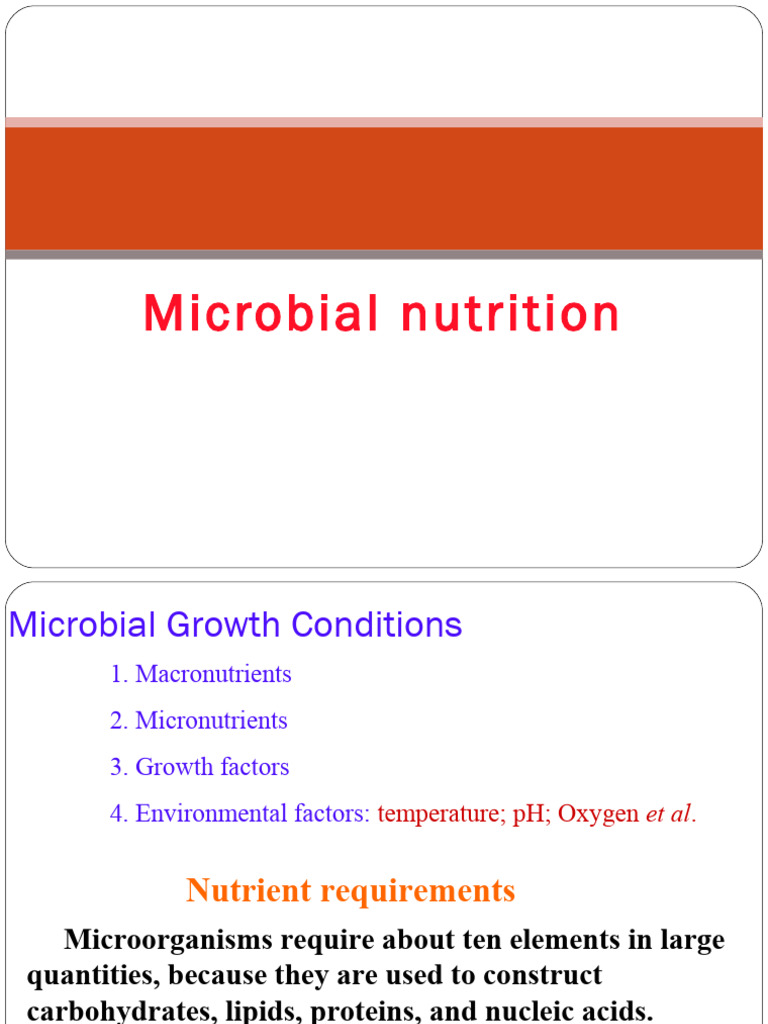 Microbial Nutrition and Growth Factors | PDF | Nutrients | Biology