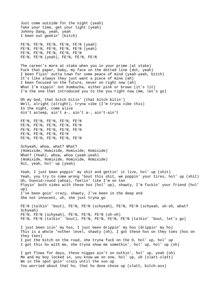 FE!N Lyrics Analysis | PDF