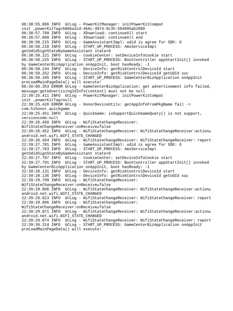 GameCenter Initialization Log Analysis | PDF