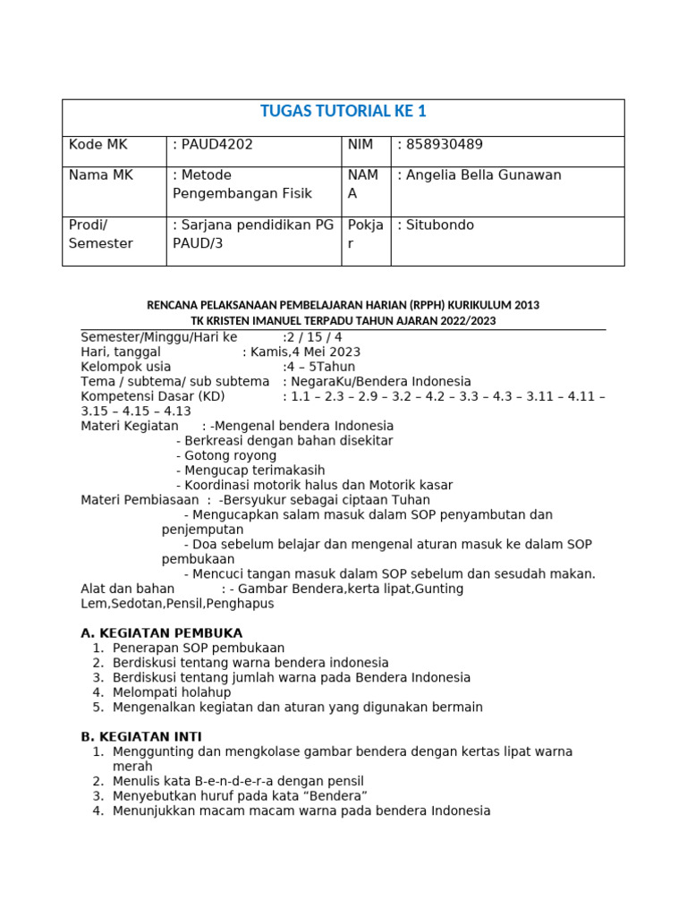 TT1 Metode pengembangan fisik(858930489 Angelia Bella Gunawan) | PDF