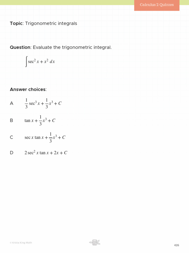 Trigonometric Integrals | PDF | Trigonometric Functions | Geometric ...