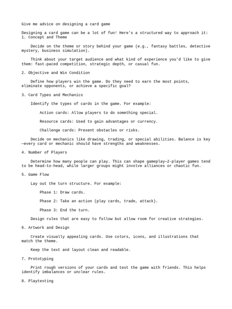 Guide to Designing a Card Game | PDF