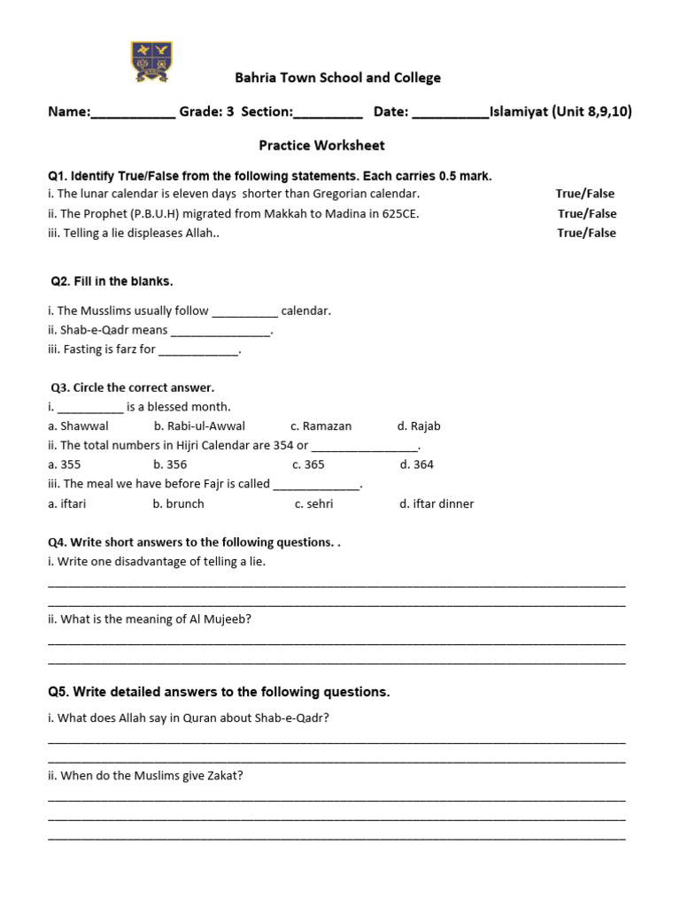 Practice Worksheet For Dec Test | PDF | Abrahamic Religions | Semitic ...