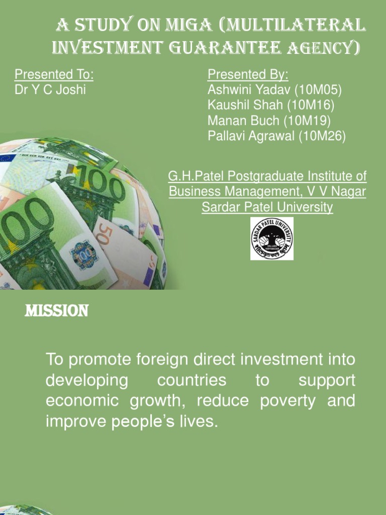 A Study On MIGA (Multilateral Investment Guarantee: Agency) | PDF | Multilateral Investment ...