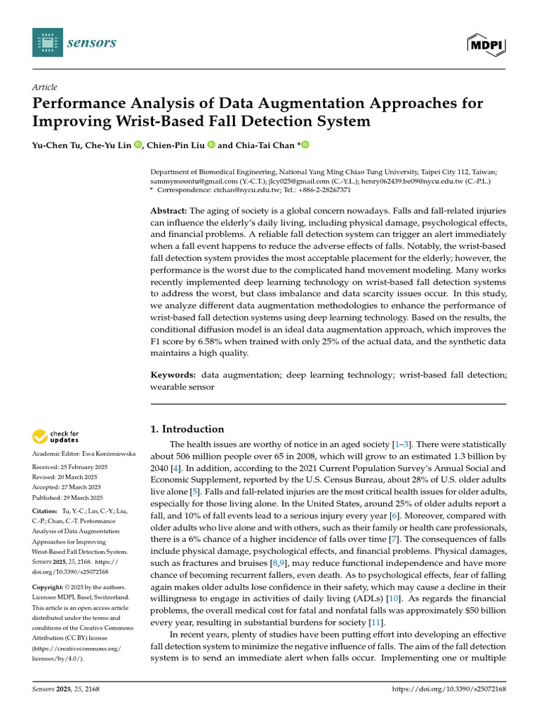 Performance Analysis of Data Augmentation Approaches For Improving Wrist-Based Fall Detection ...