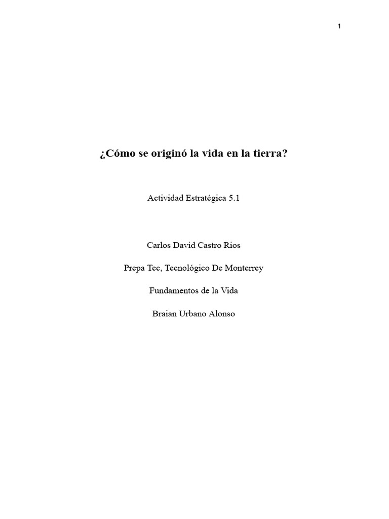 ¿Cómo Se Originó La Vida en La Tierra | PDF | Abiogénesis | Vida