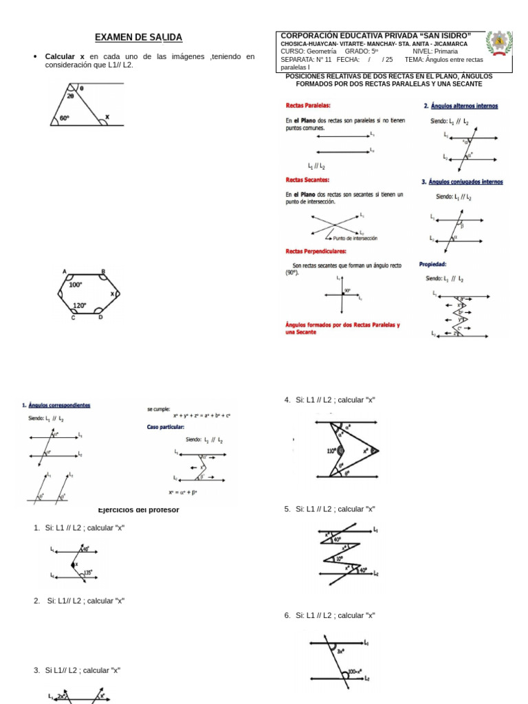 SEPARATA 11-ANGULOS ENTRE RECTAS PARALELAS I | PDF