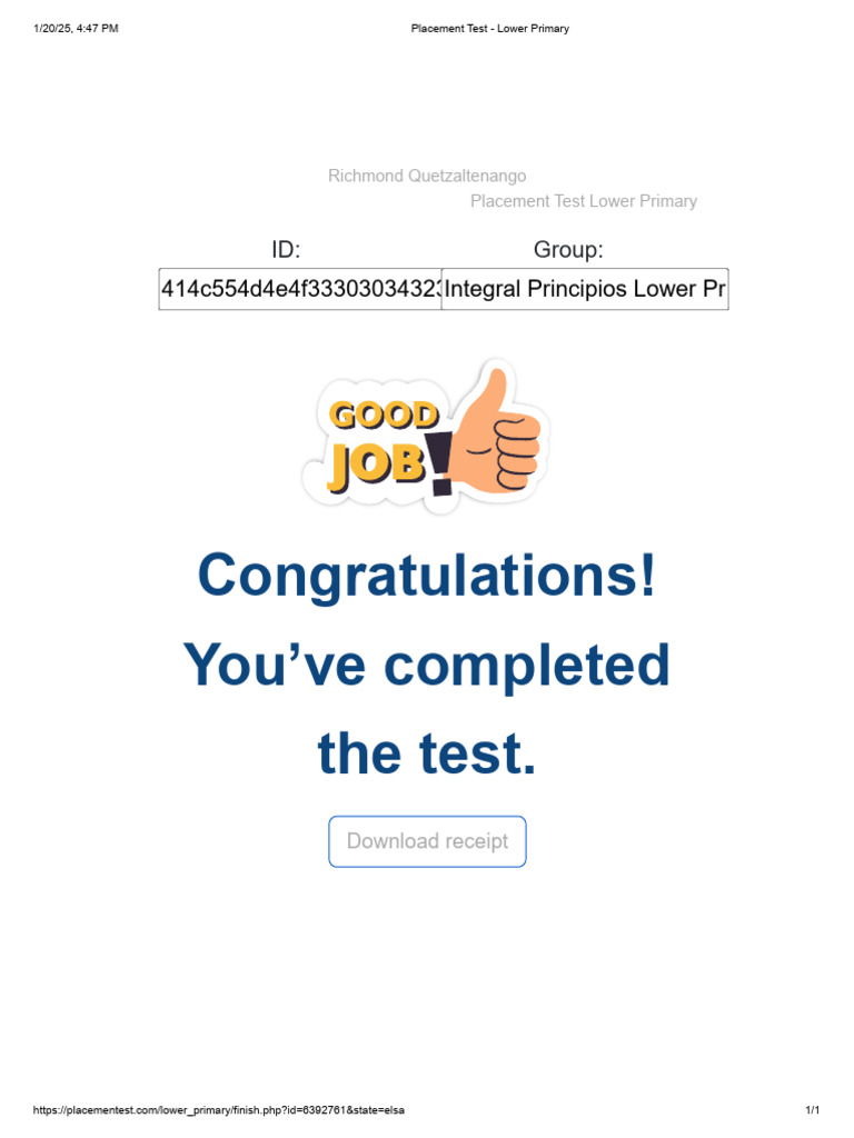 Placement Test - Lower Primary | PDF