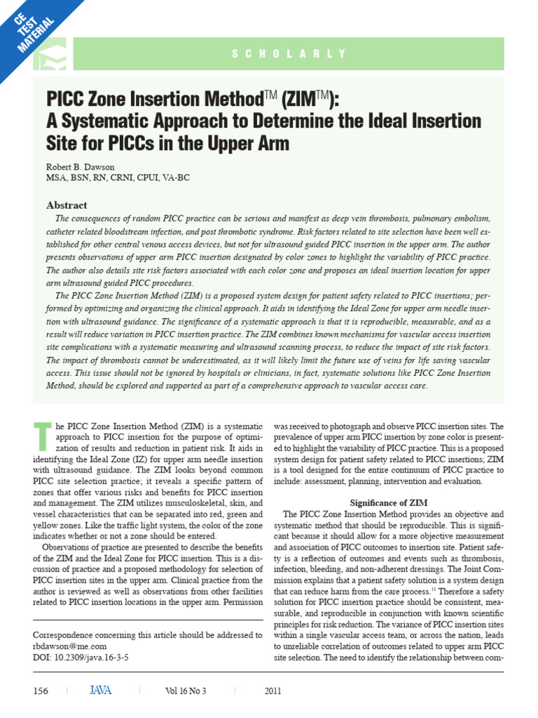 Optimizing Upper Arm PICC Insertion | PDF | Thrombosis | Elbow