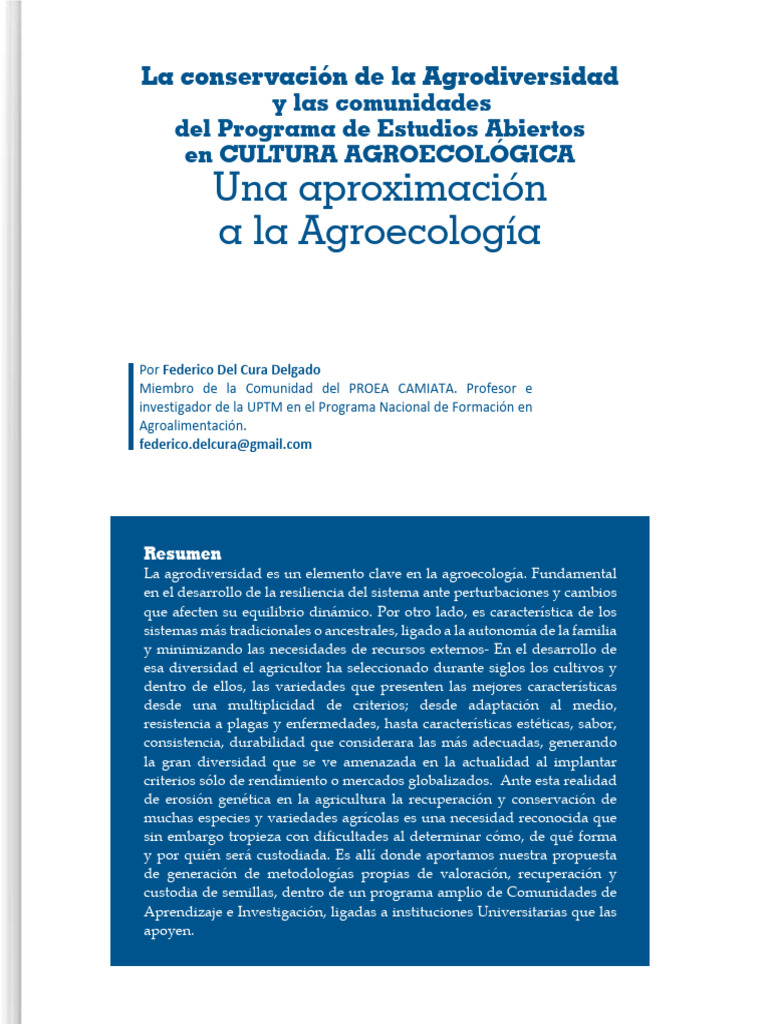La Conservación de La Agrodiversidad y Las ComunidadesLas de PROEA ...