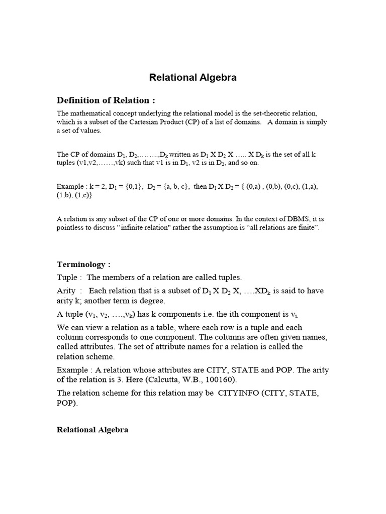 2 Relational Algebra SQL | PDF | Relational Model | Sql