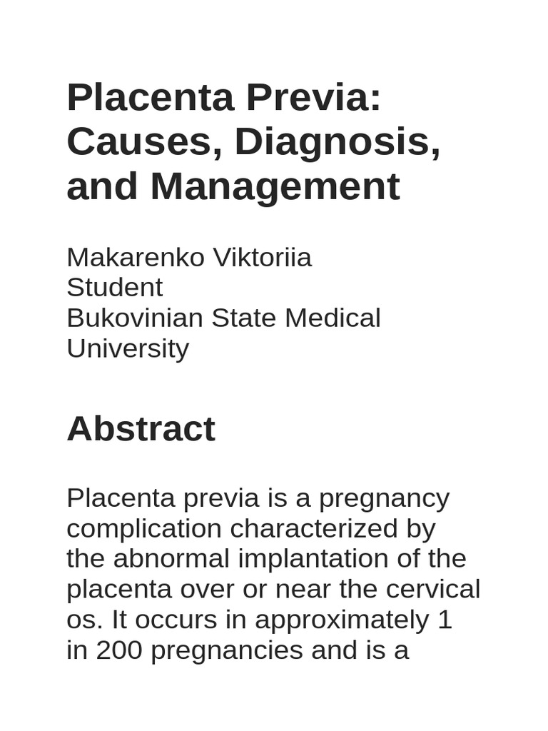 Placenta Previa | PDF | Childbirth | Pregnancy