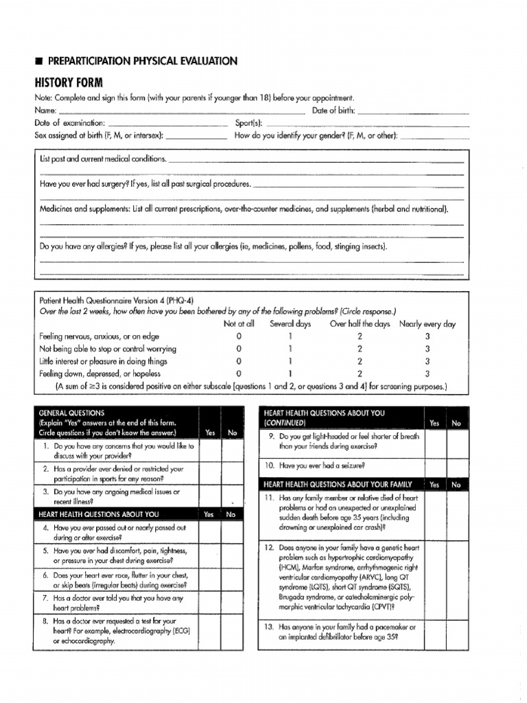 8-12 Grade Sports Physical Forms | PDF