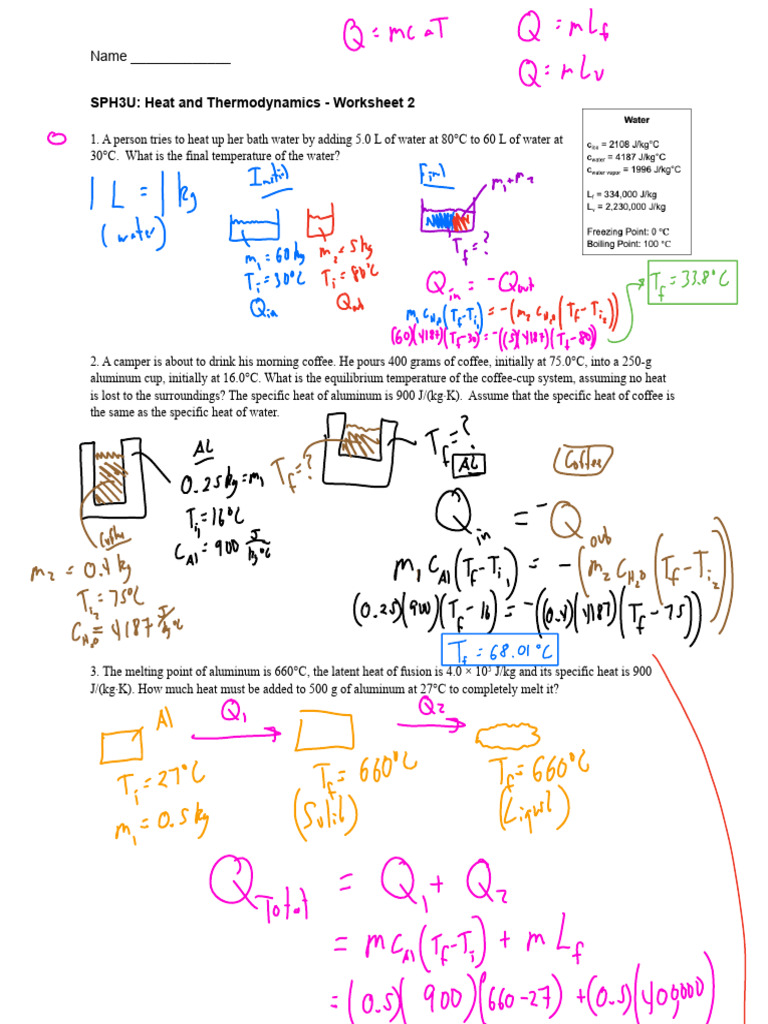(KEY) Heat and Thermodynamics - Wks 2 | PDF | Heat | Heat Capacity