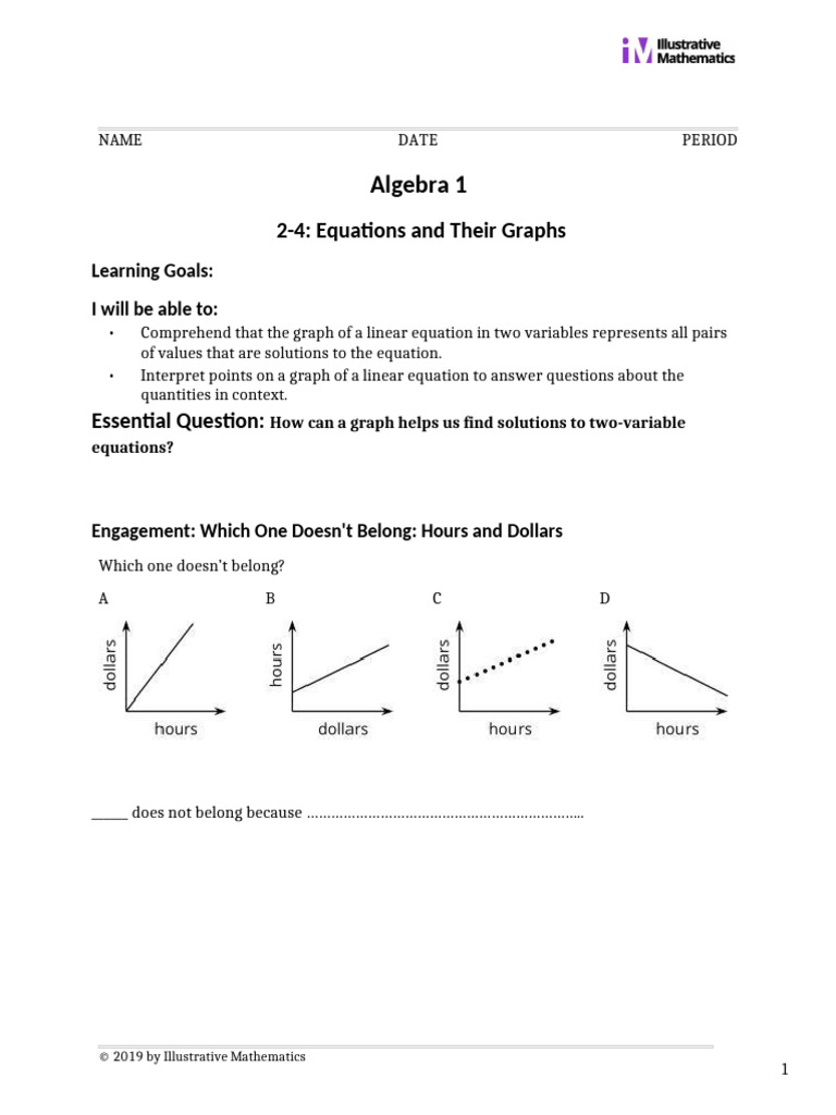 Algebra1-Lesson 2-3IM | PDF | Equations | Variable (Mathematics)