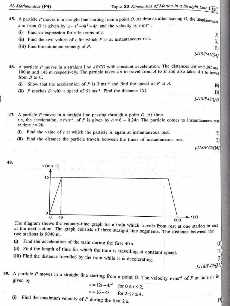 Kinematics of Motion in A Straight Line | PDF