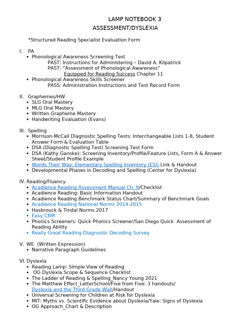 3 Assessment - Dyslexia Notebook | PDF | Dyslexia | Phonics