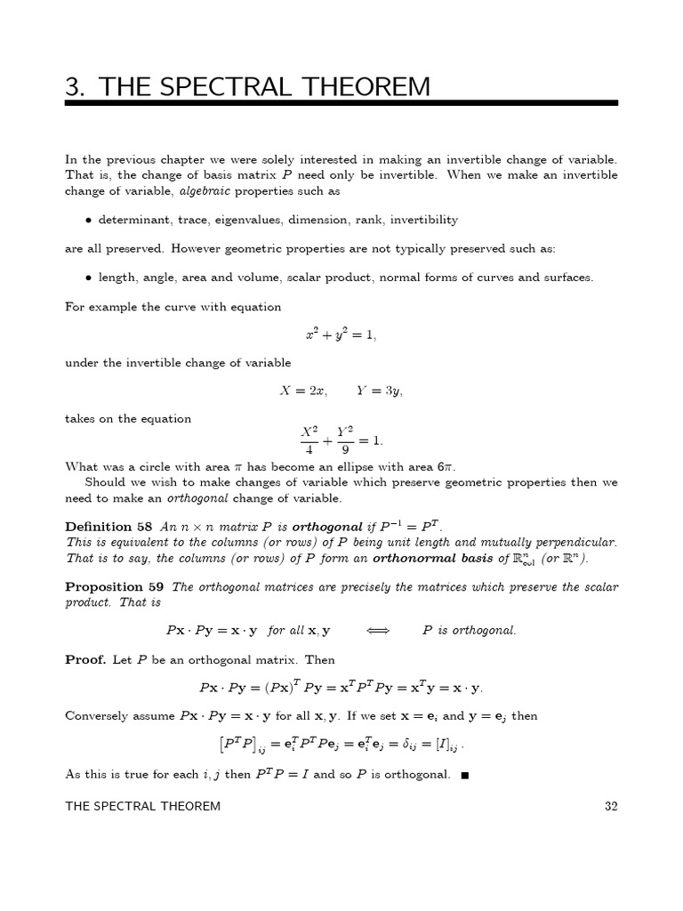 Chapter 3 - Spectral Theorem | PDF | Eigenvalues And Eigenvectors | Matrix (Mathematics)