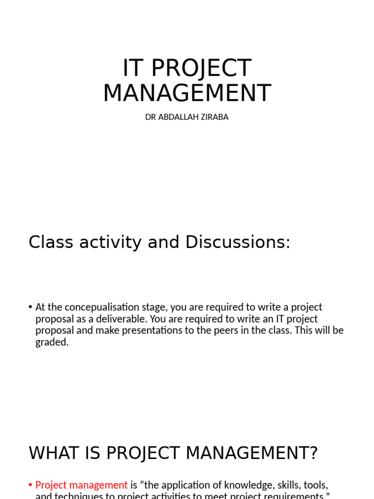 IT PROJECT MANAGEMENT - PPTX LECTURE 4 | PDF | Project Management | Business