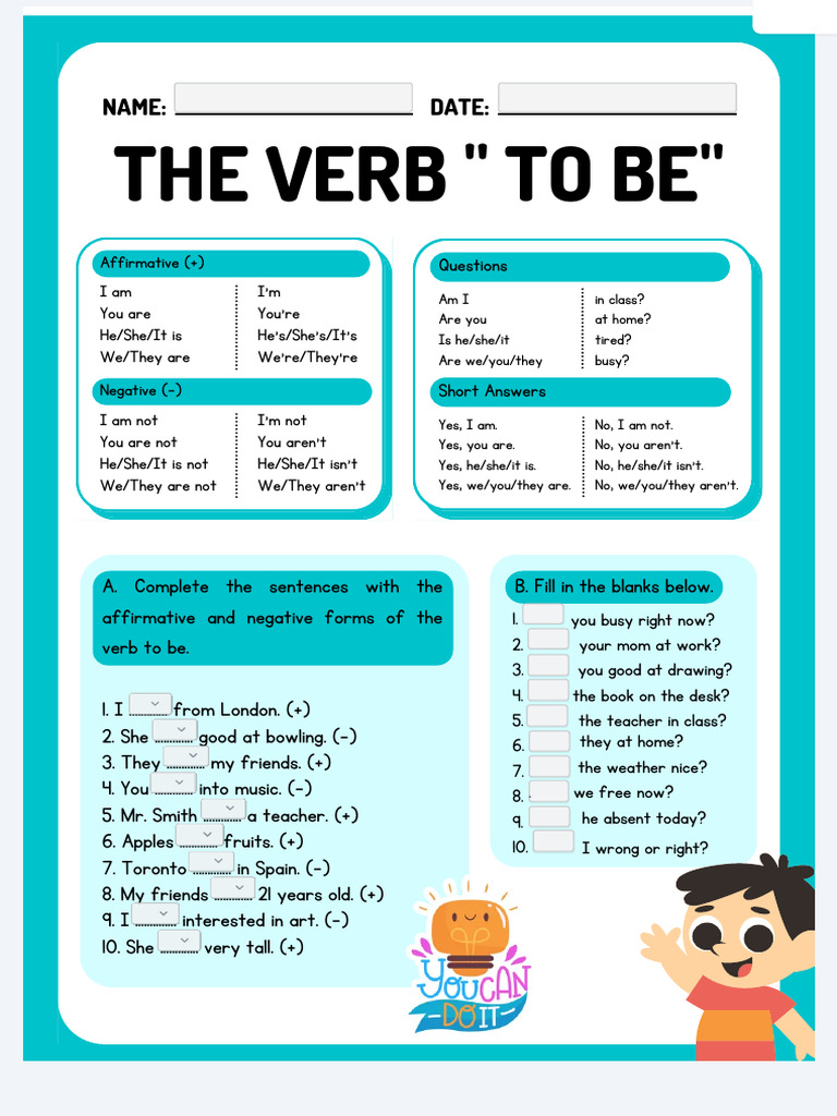 Print Understanding and Using The Verb - To Be - Once and For All ...