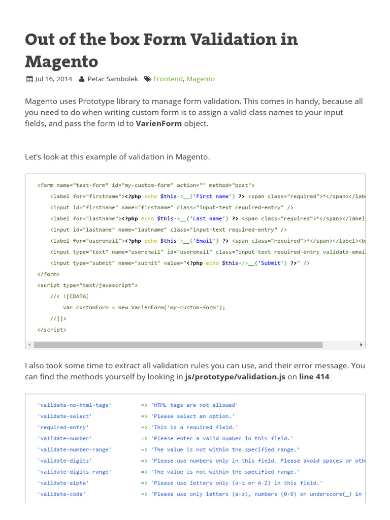 Magento - Form Validation | PDF | Java Script | Software