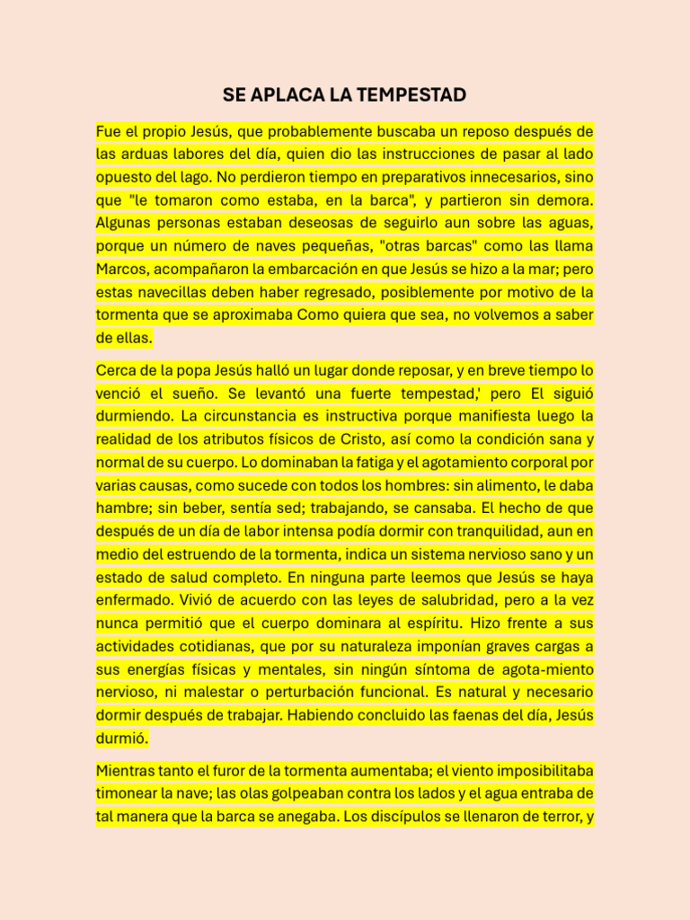 Jesús calma la tempestad y expulsa demonios | PDF | Jesús | Demonios