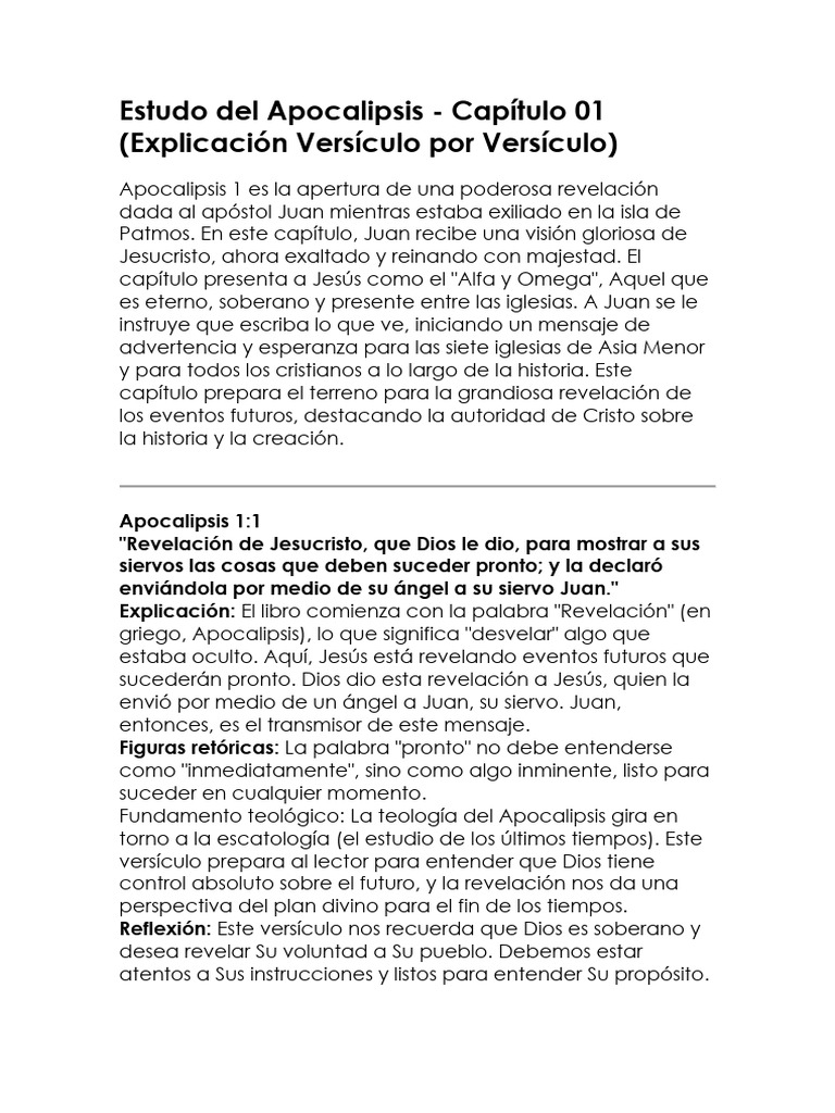 APOCALIPSIS Explicado Versículo Por Versículo ES | PDF | Cristo (título ...