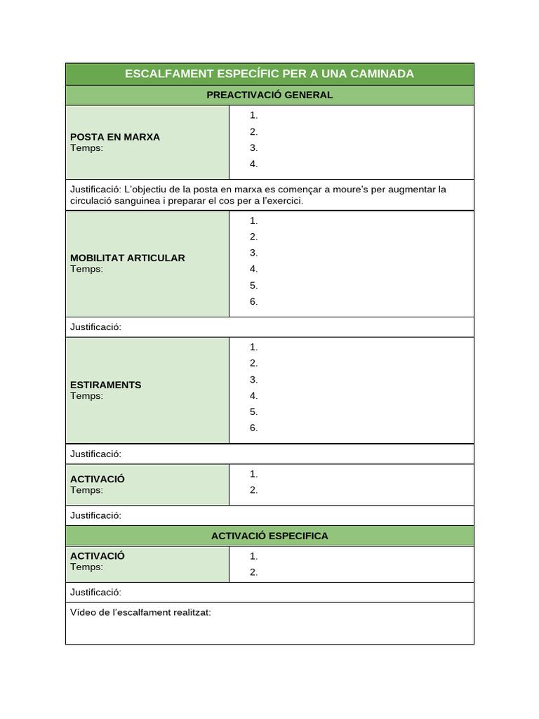 Fitxa Escalfament Específic | PDF