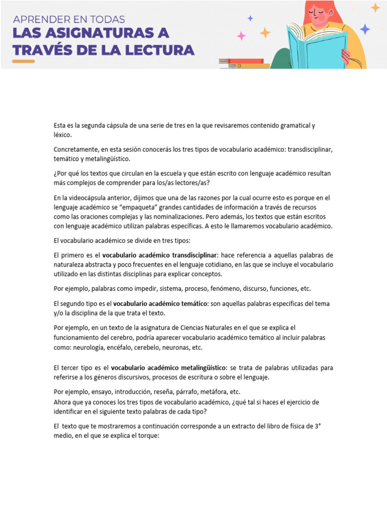 Tipos de vocabulario académico | PDF | Léxico | Inercia
