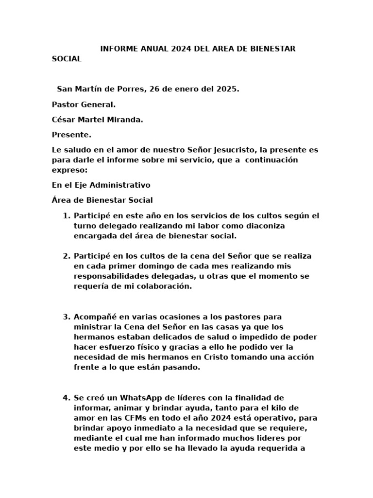 Bienestar Social Anual 2024 (Yesi) | PDF | eucaristía | Amor