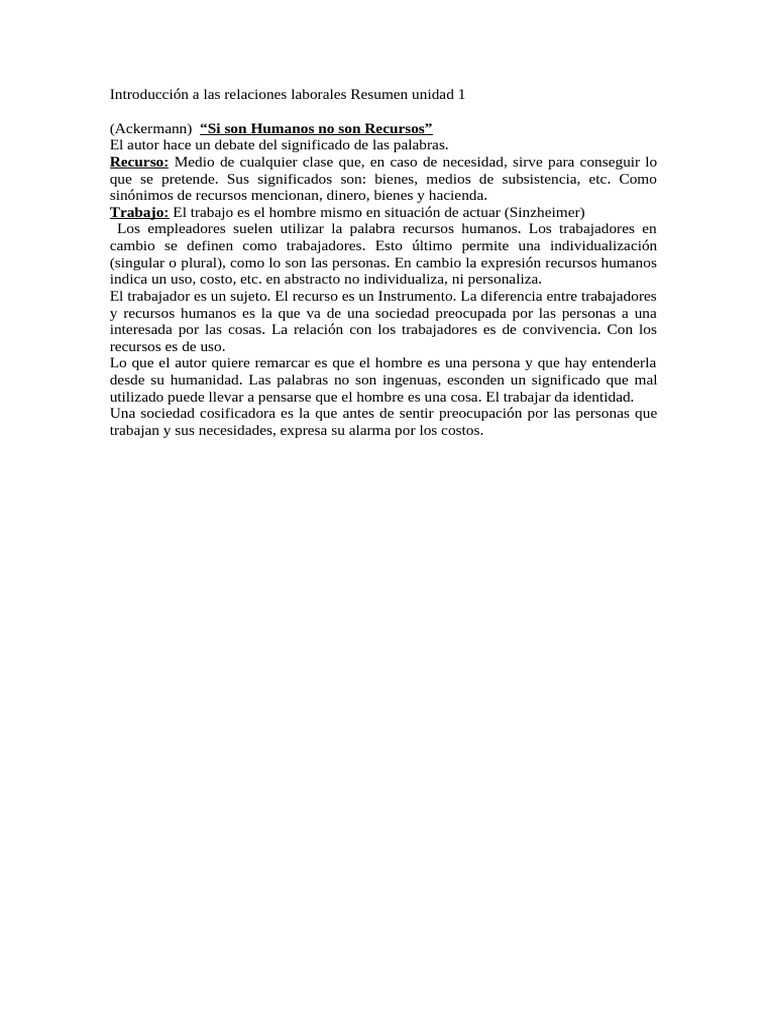 Intro A Las Relac Lab Resumen U.1 | PDF | Empleo | Desempleo