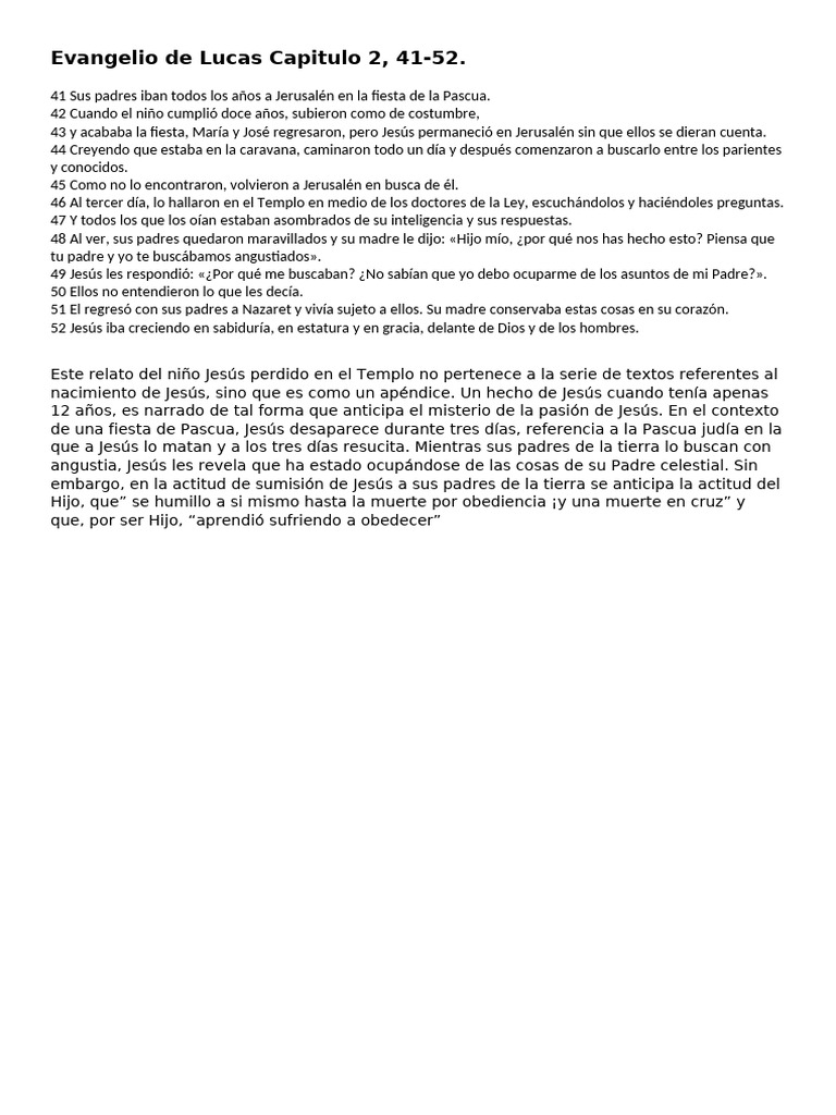 Evangelio de Lucas Capitulo 2 | PDF