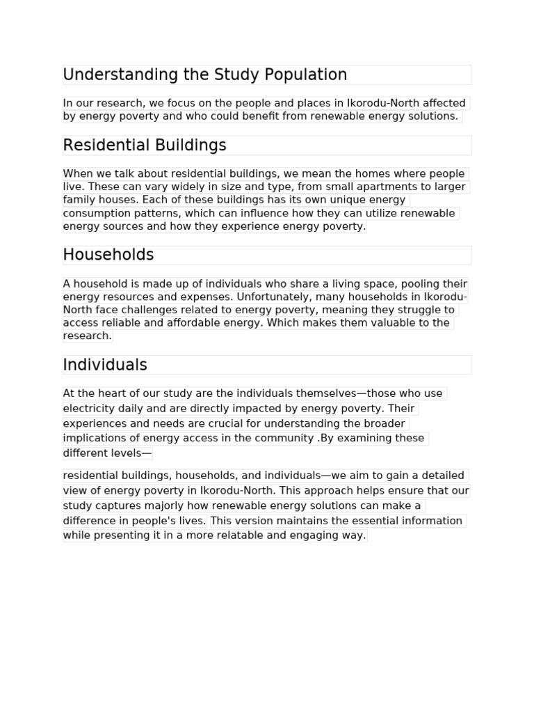 Understanding The Study Population | PDF