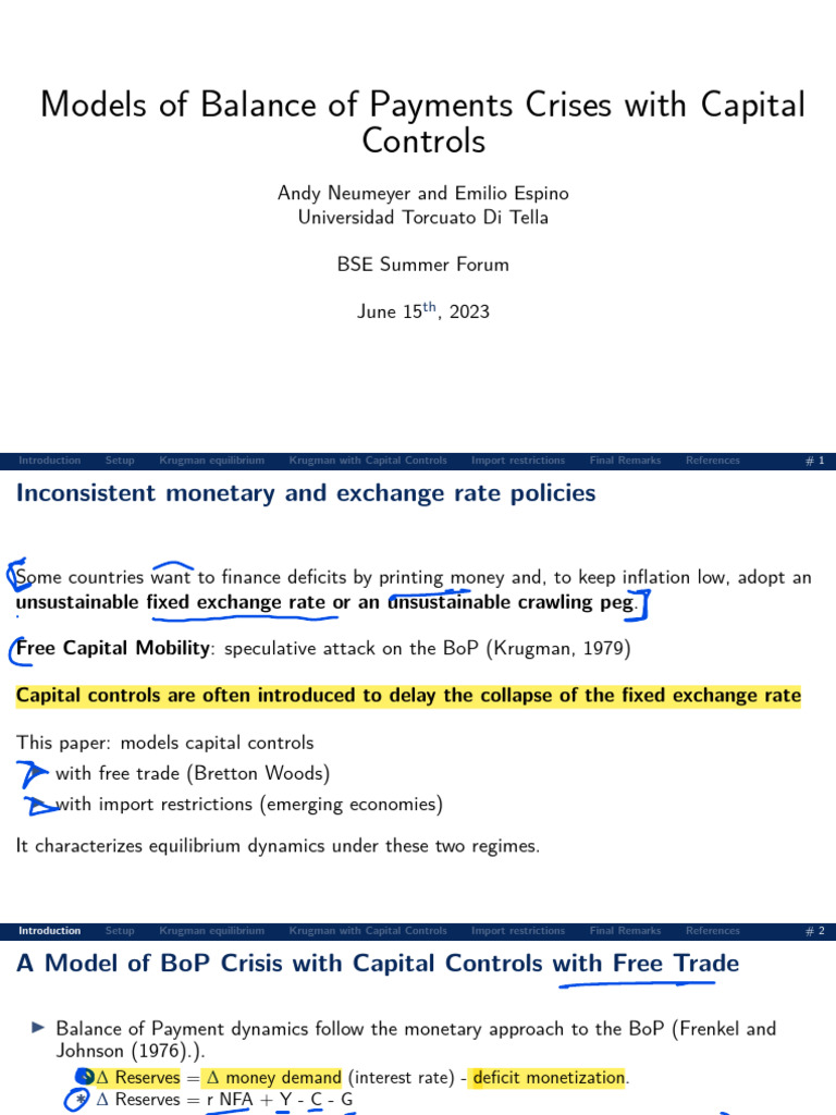 A Model of Balance of Payment Crises With Capital | PDF | Exchange Rate ...