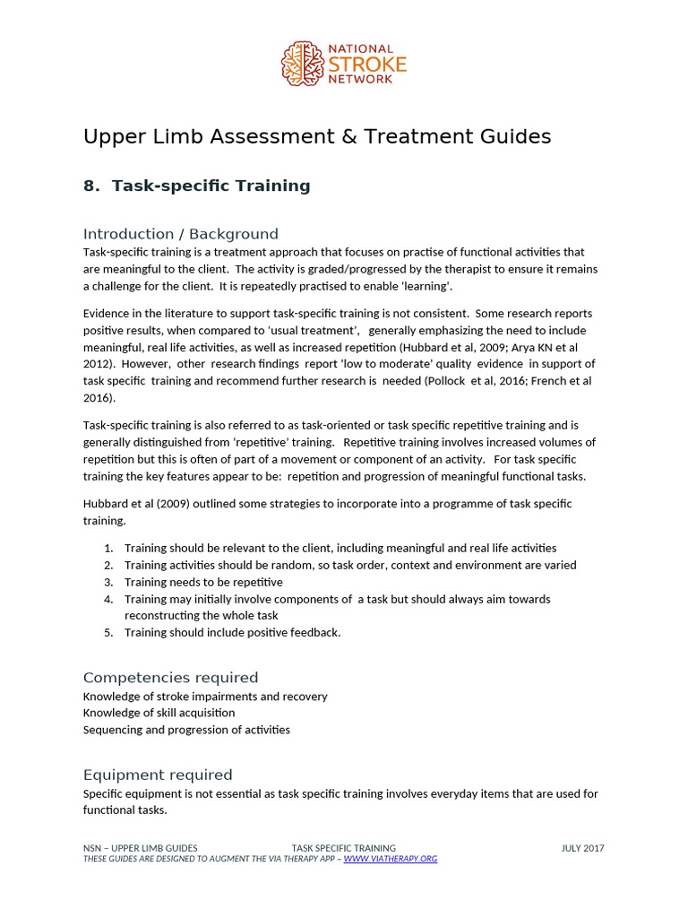 8._Upper_Limb_Guidelines_-_Task_specific | PDF | Physical Therapy | Stroke
