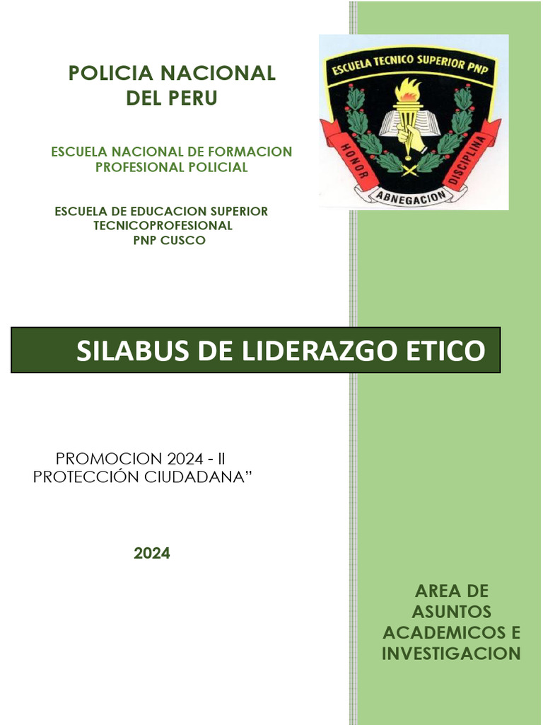 Silabo de Liderazgo Etico Final | PDF | Liderazgo | Evaluación
