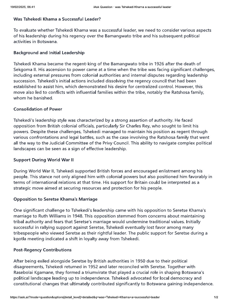 Tshekedi Khama | PDF