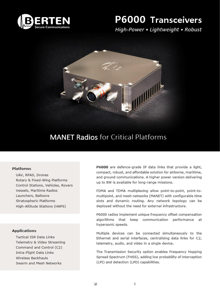 P6000 High-Power Transceivers Overview | PDF | Wireless Ad Hoc Network | Computer Network