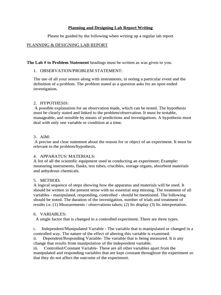 Planning and Designing Lab Report Writing Lab 12 (1) | PDF | Experiment | Hypothesis